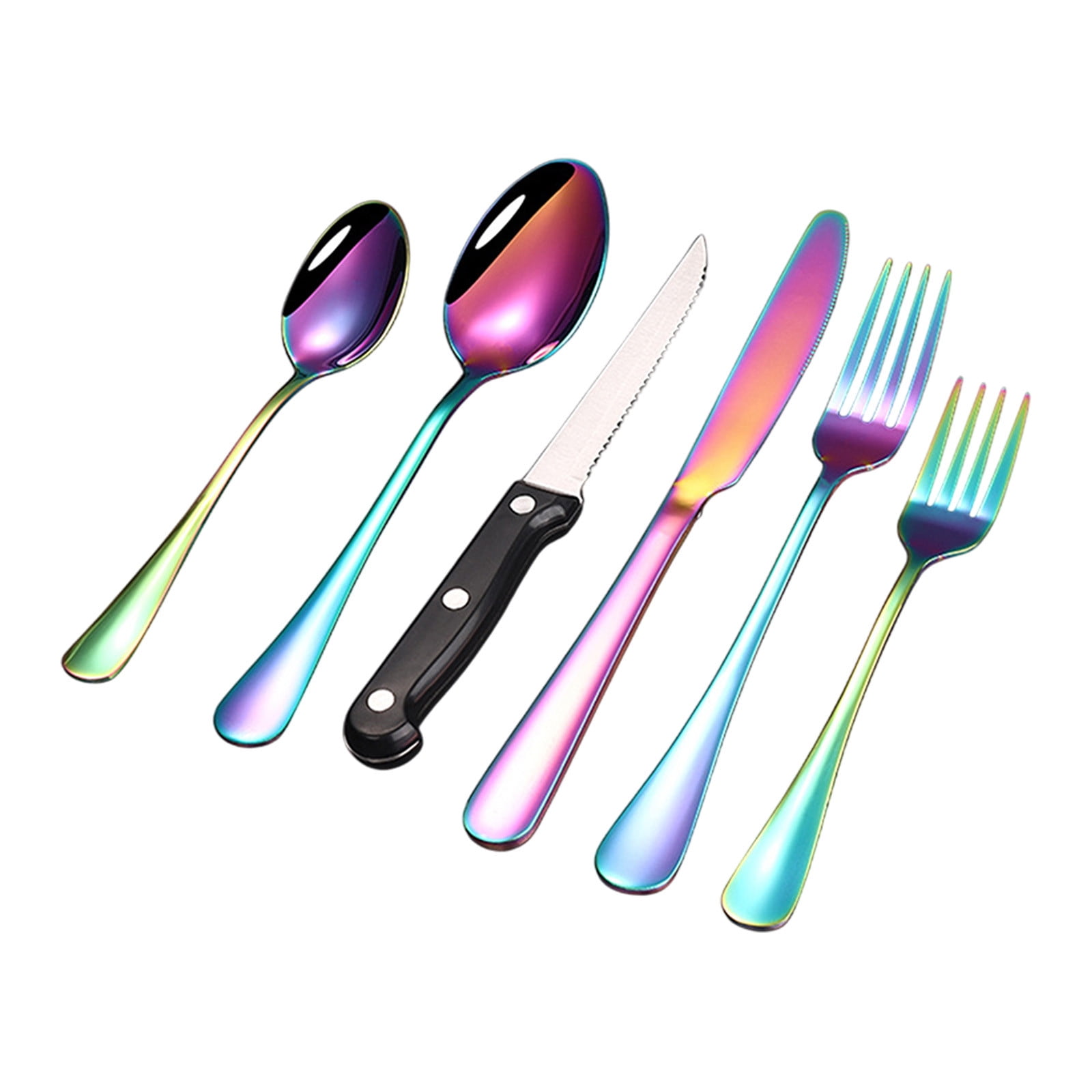 VQPeo Silverware Sets with Steak Knife - 6 Pcs Stainless Steel ...