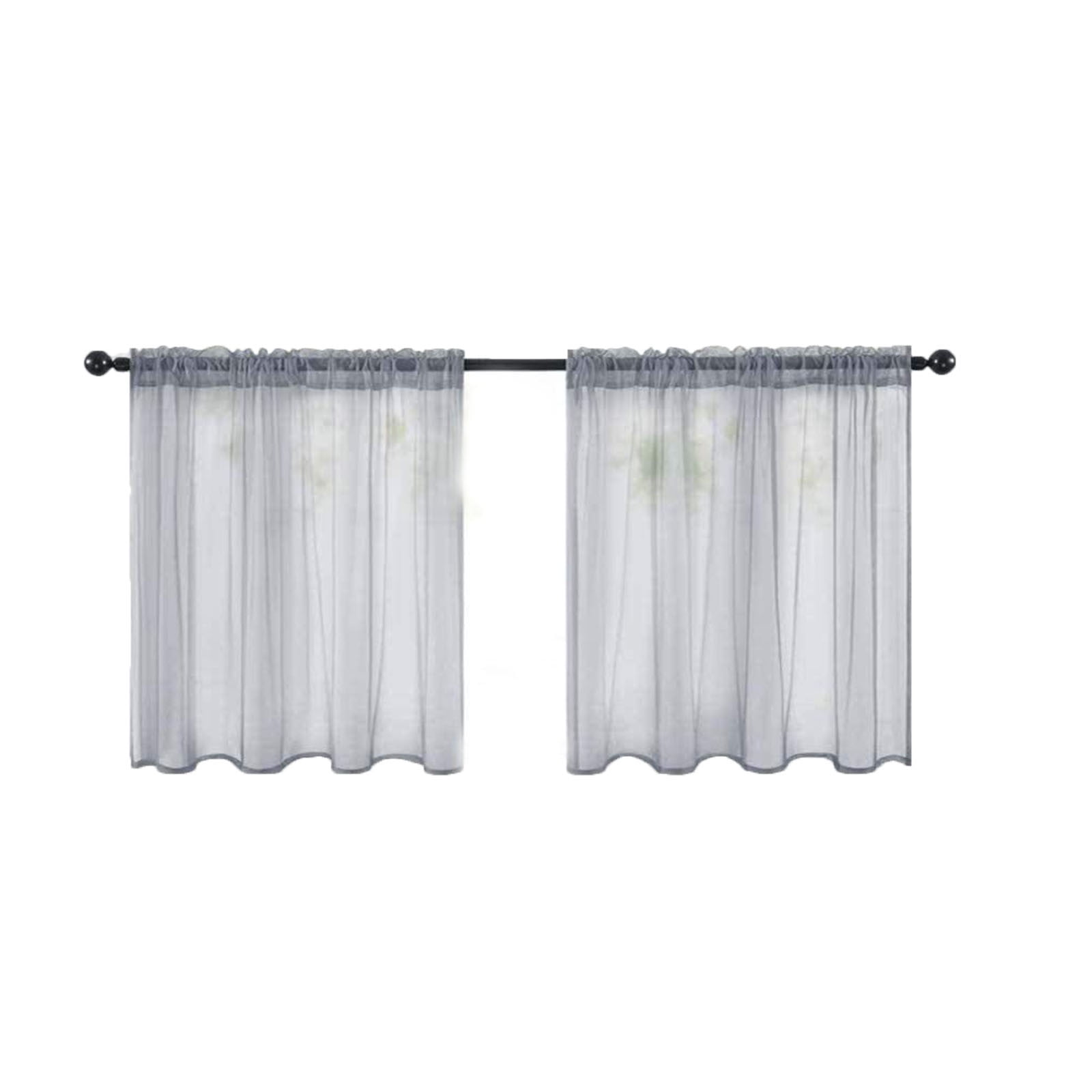 VQPeo Solid Colour Short Curtains, 2 Pcs Semi-Transparent Kitchen ...