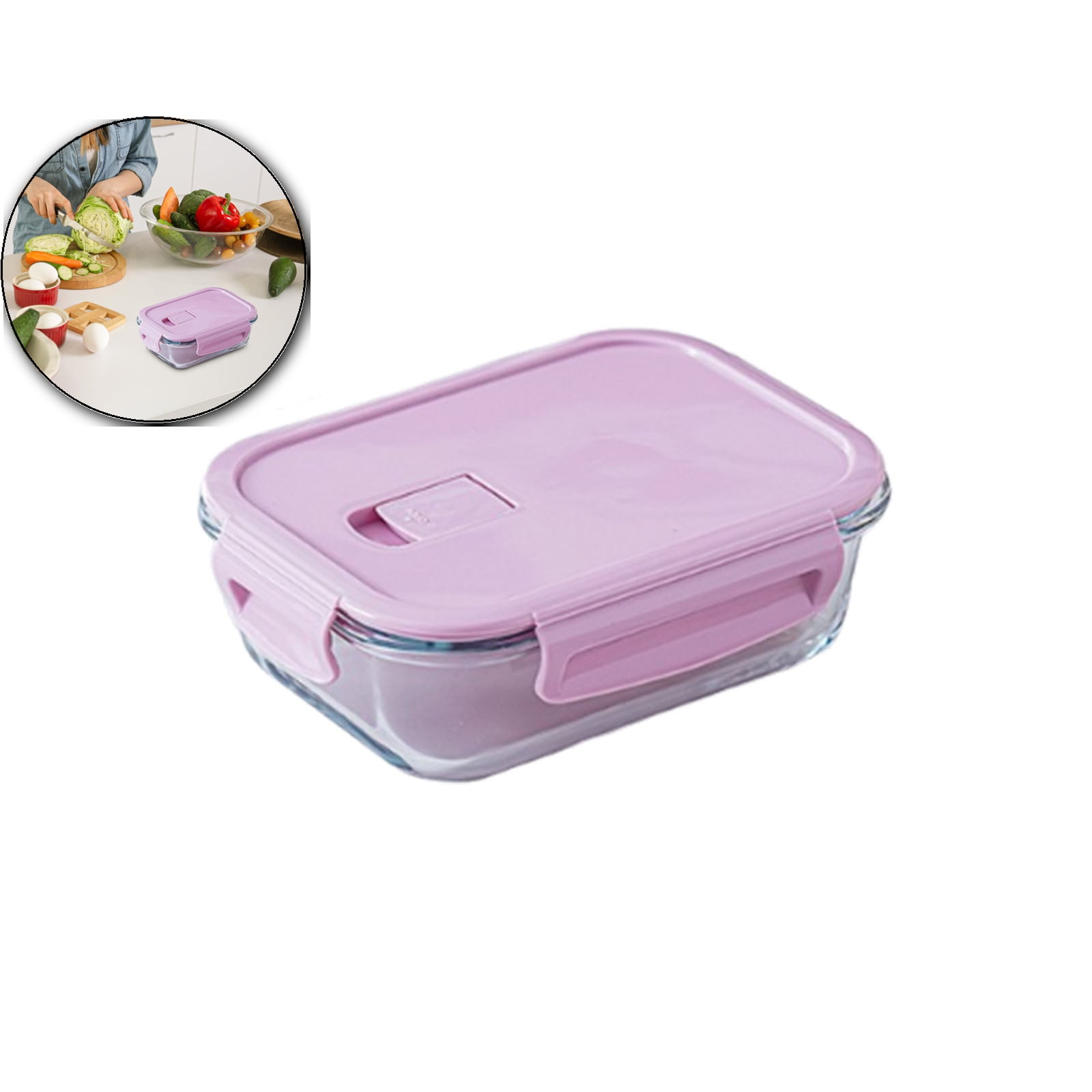 VQPeo Square Glass Food Storage Containers with Airtight Lids, Food ...