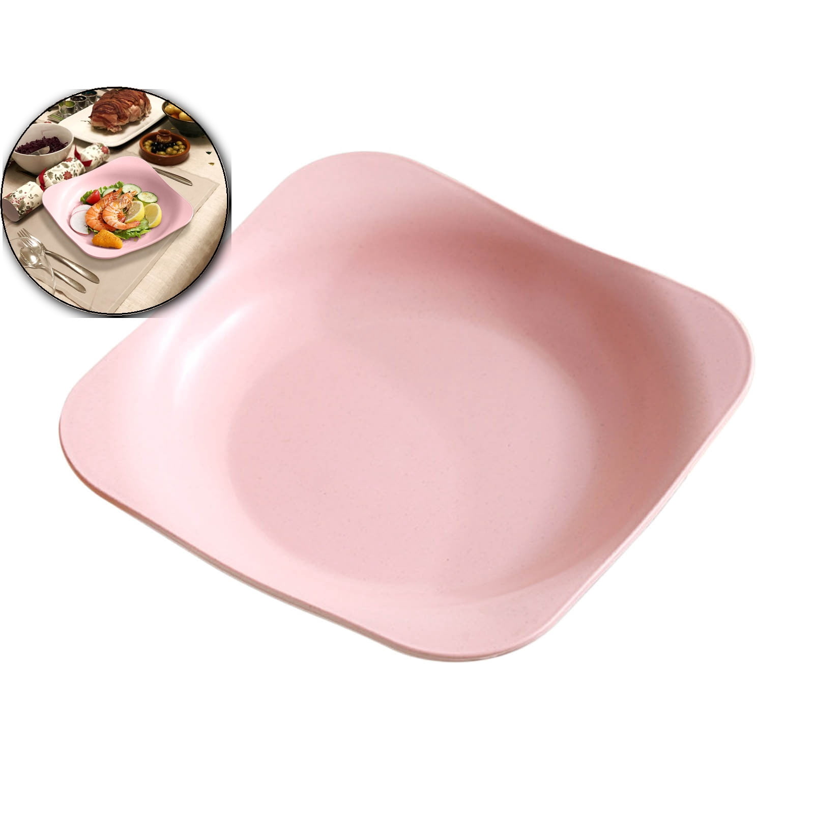 VQPeo Square Lightweight Wheat Straw Plates, Deep Dinner Dishes ...