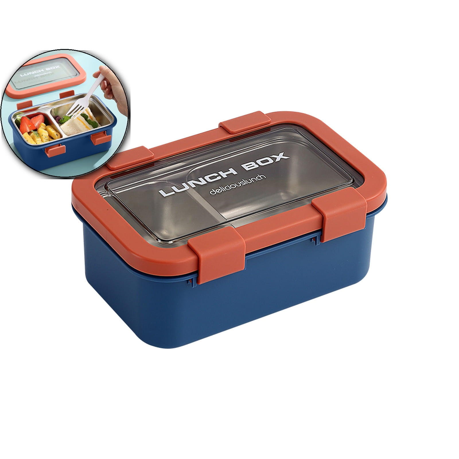 VQPeo Stainless Steel Leakproof 2-Compartment Bento Lunch Box/Portion Control Food Container ...