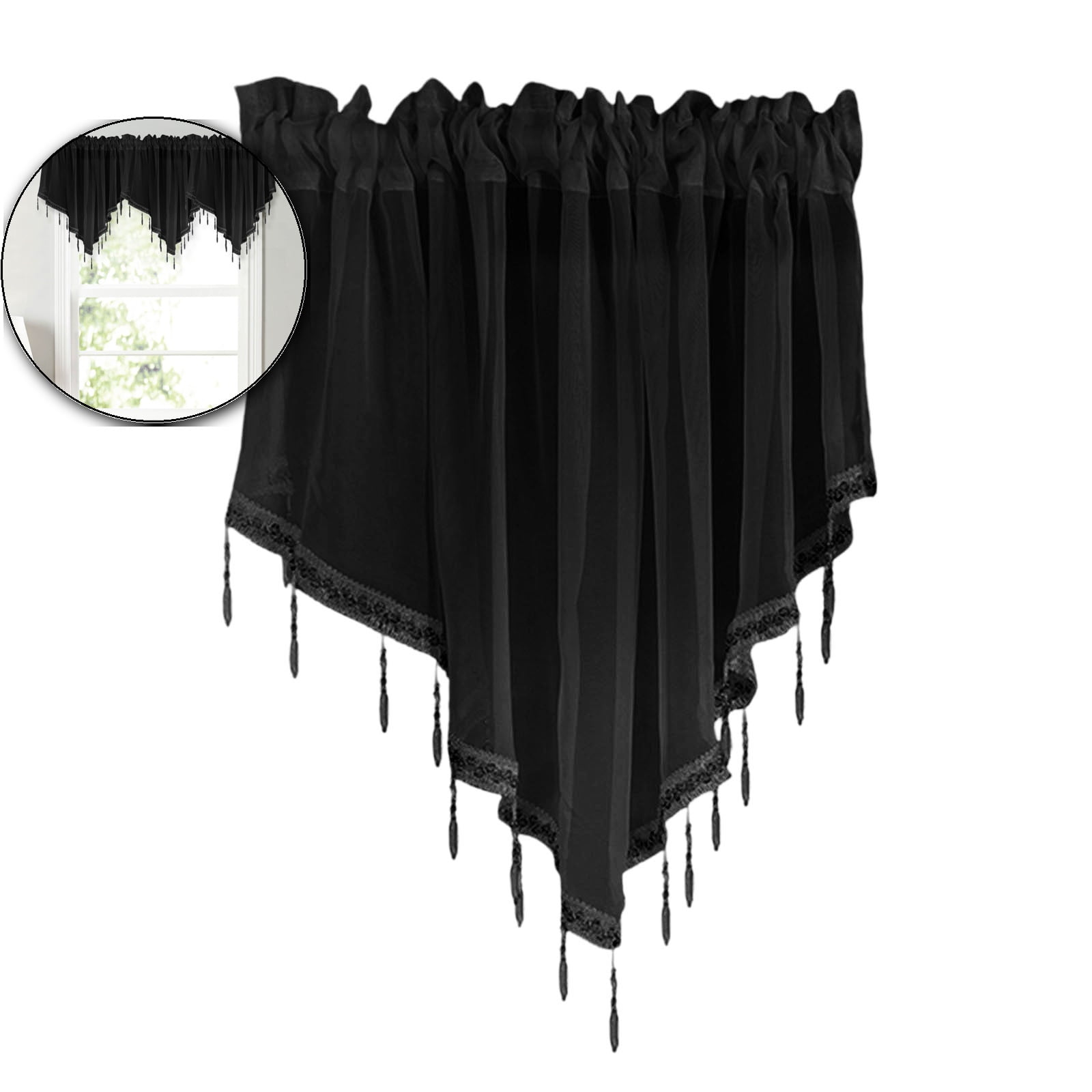 VQPeo Triangle Sheer Valance Curtain, Rod Pocket Farmhouse Window ...