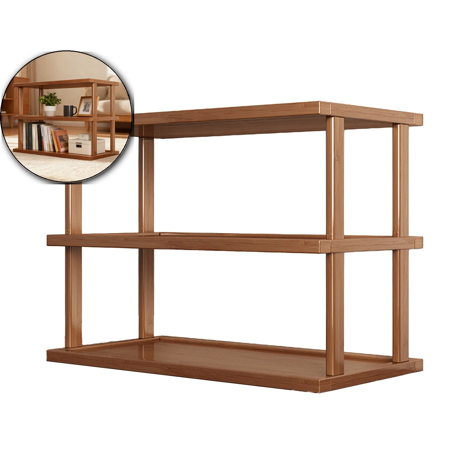 VQPeo Two Tier Wooden Shelf, Multi-Layer Countertop Organizer, Teaware ...