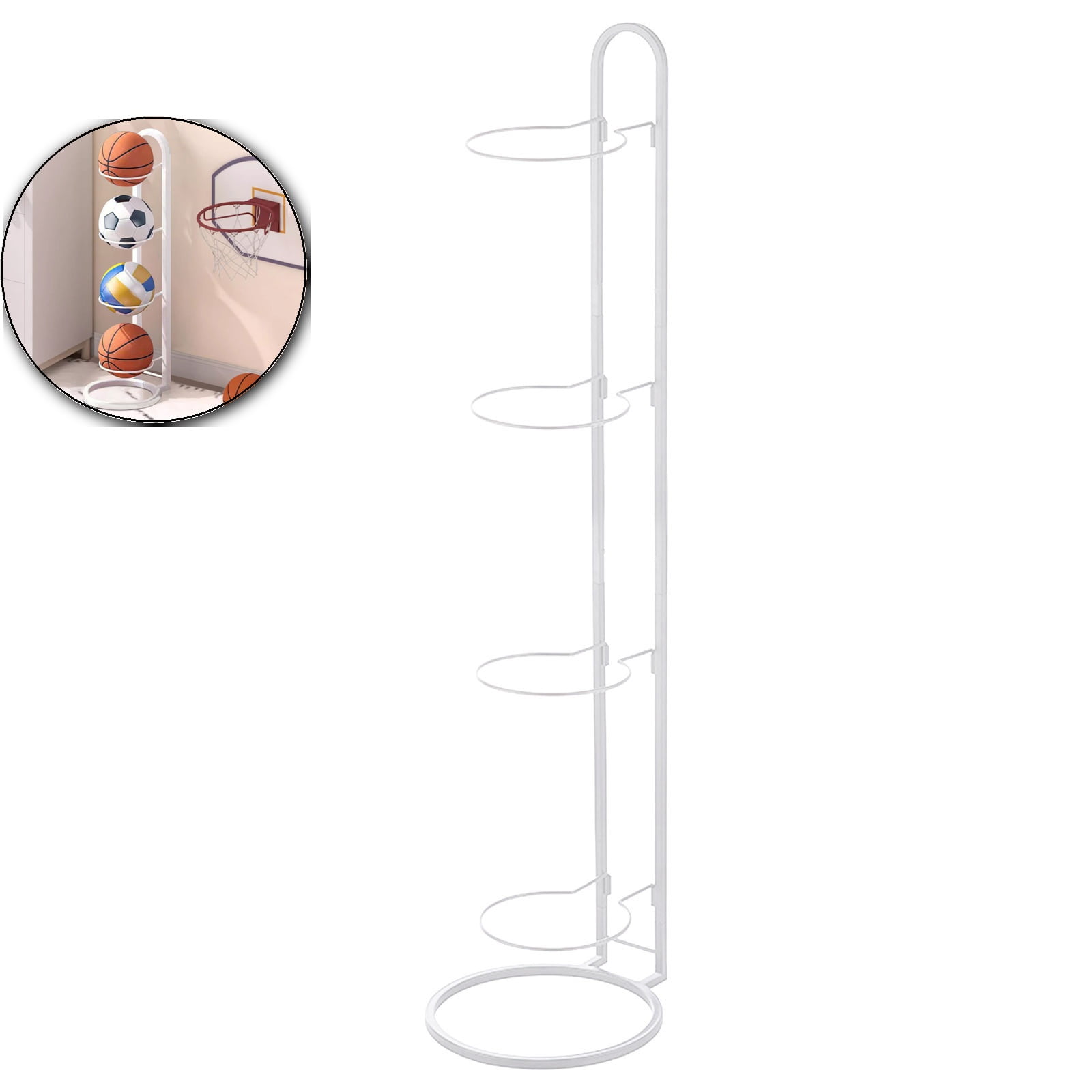 VQPeo Vertical Ball Storage, Basketball Storage Shelf, Iron Volleyball ...