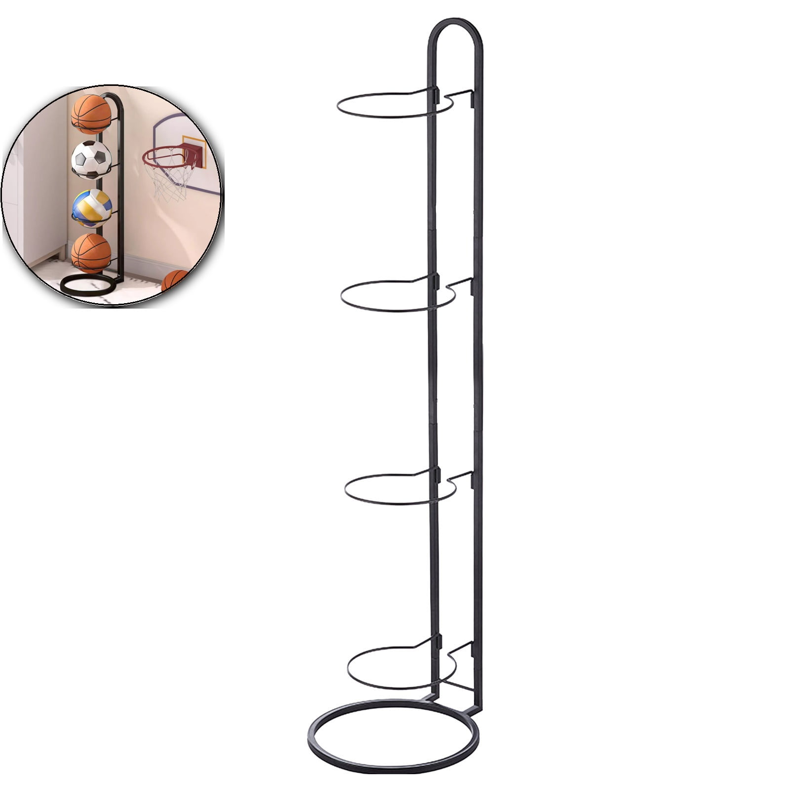 VQPeo Vertical Ball Storage, Basketball Storage Shelf, Iron Volleyball ...