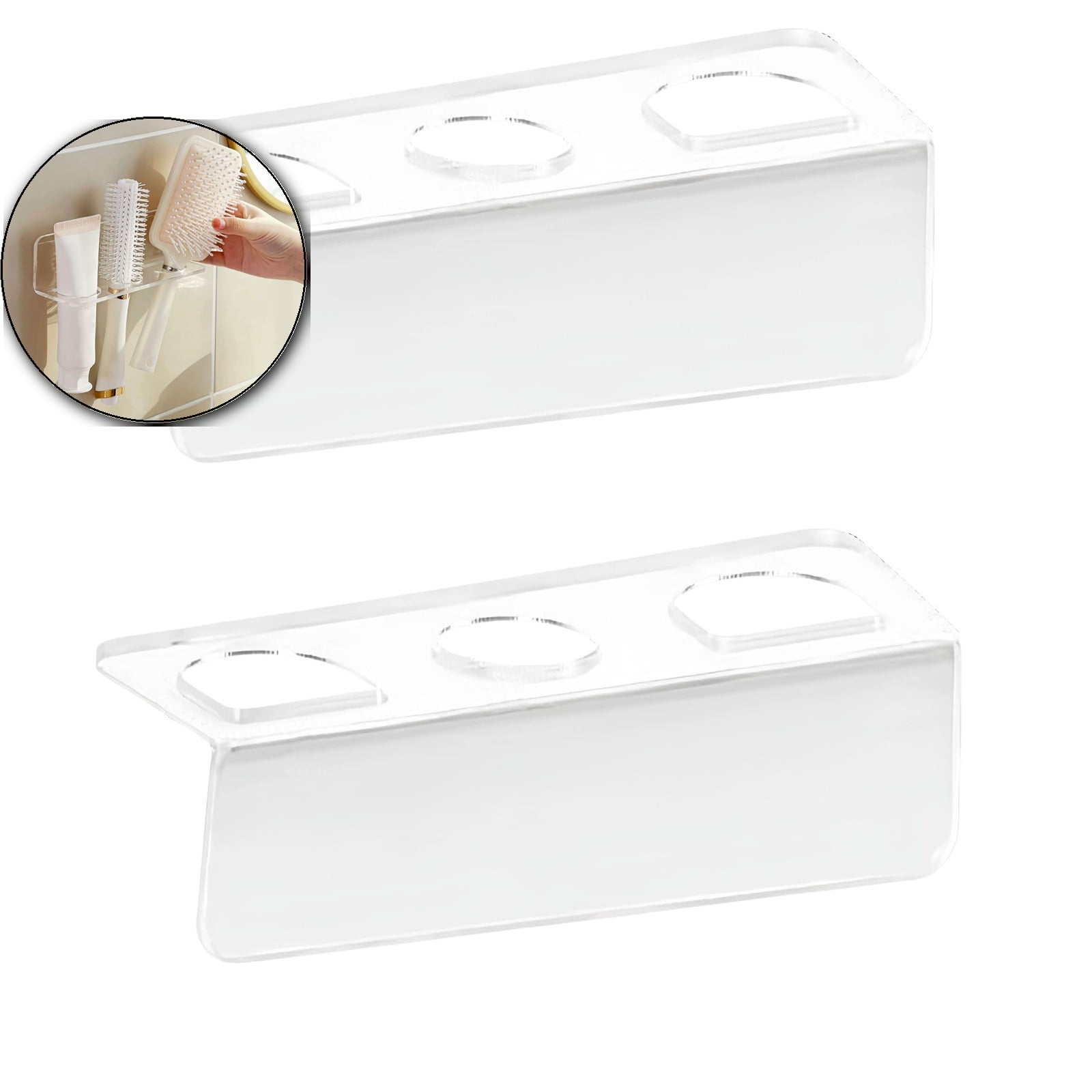 VQPeo Wall Mounted Adhesive Hair Tool Organizer, Acrylic Brush & Comb ...