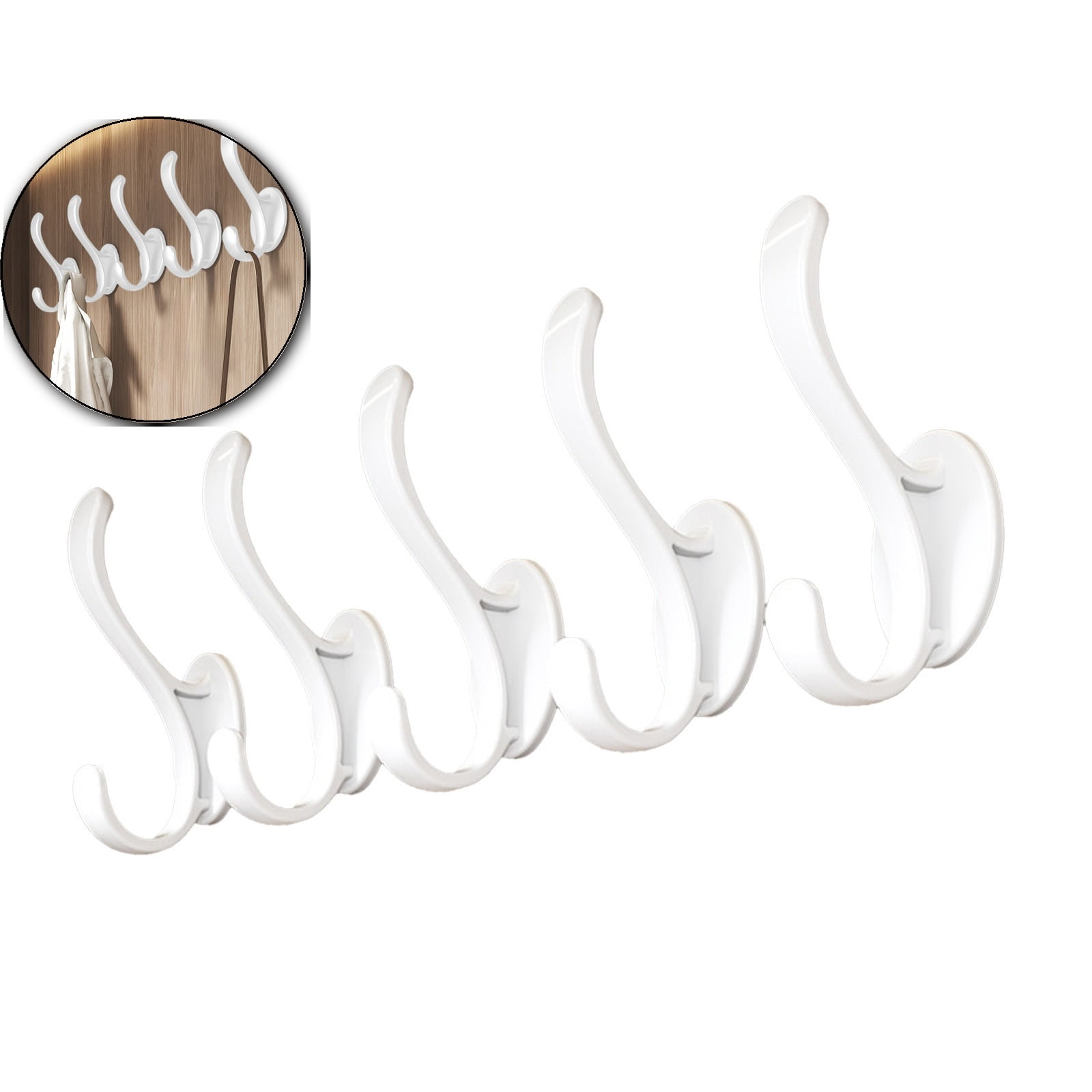 VQPeo Wall Mounted Coat Hooks 5 Pack Heavy Duty Hardware Robe Hooks ...