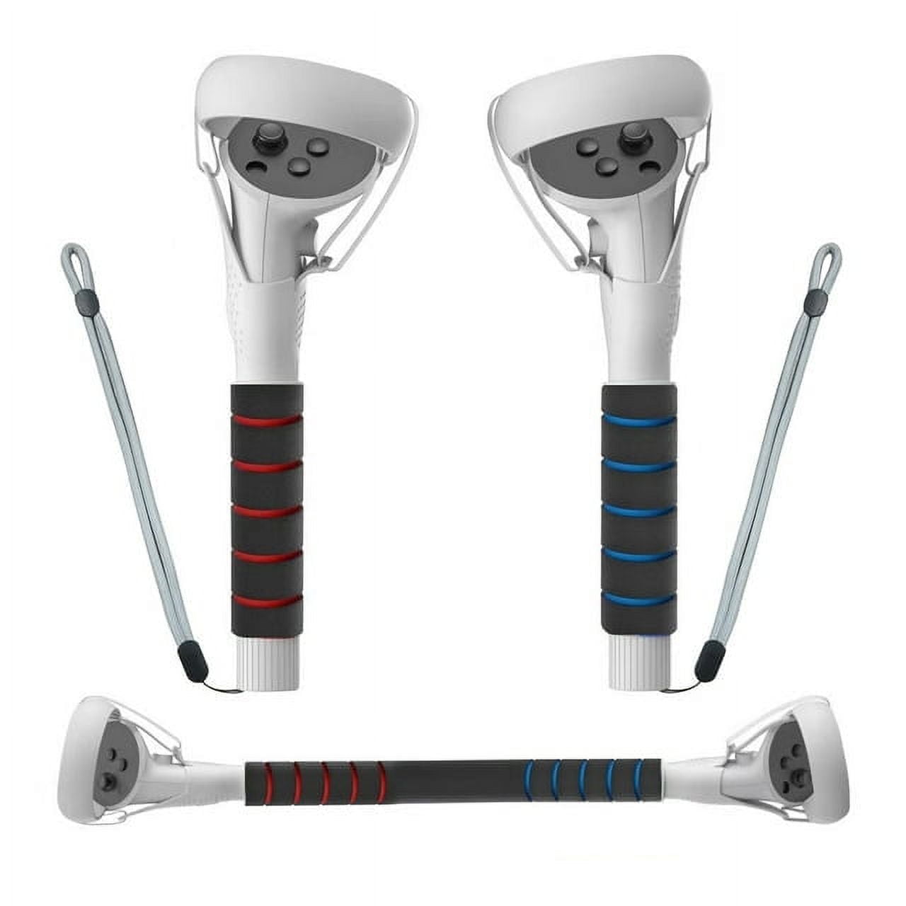 Meta/Oculus Quest 2 VR Accessories: Dual Handles & Long Stick Handle ...