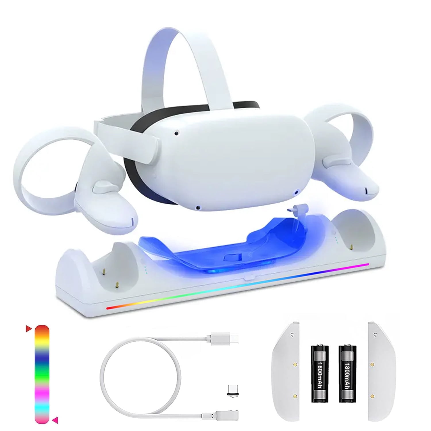 Prociv VR Charging Dock for Meta Quest 2 with RGB LED Light, Magnetic ...
