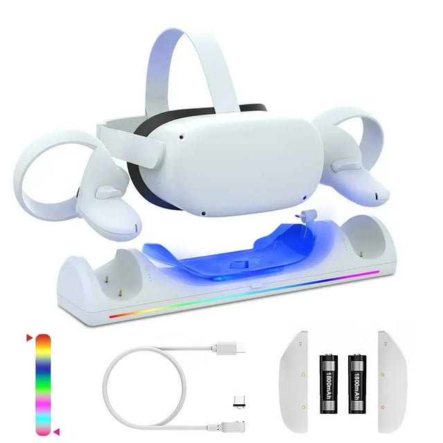 VR Charging Dock for Meta Quest 2 with RGB LED Light, Magnetic Charging ...