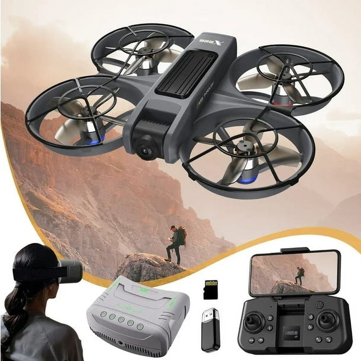 VR Drone X226 w/ VR Goggles & Extra Batteries Gray - Walmart.com