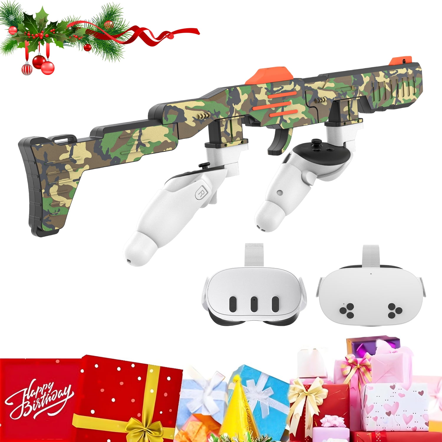 VR Handle Accessories for Meta Quest 2 & 3, Humanized Weighted Gun ...