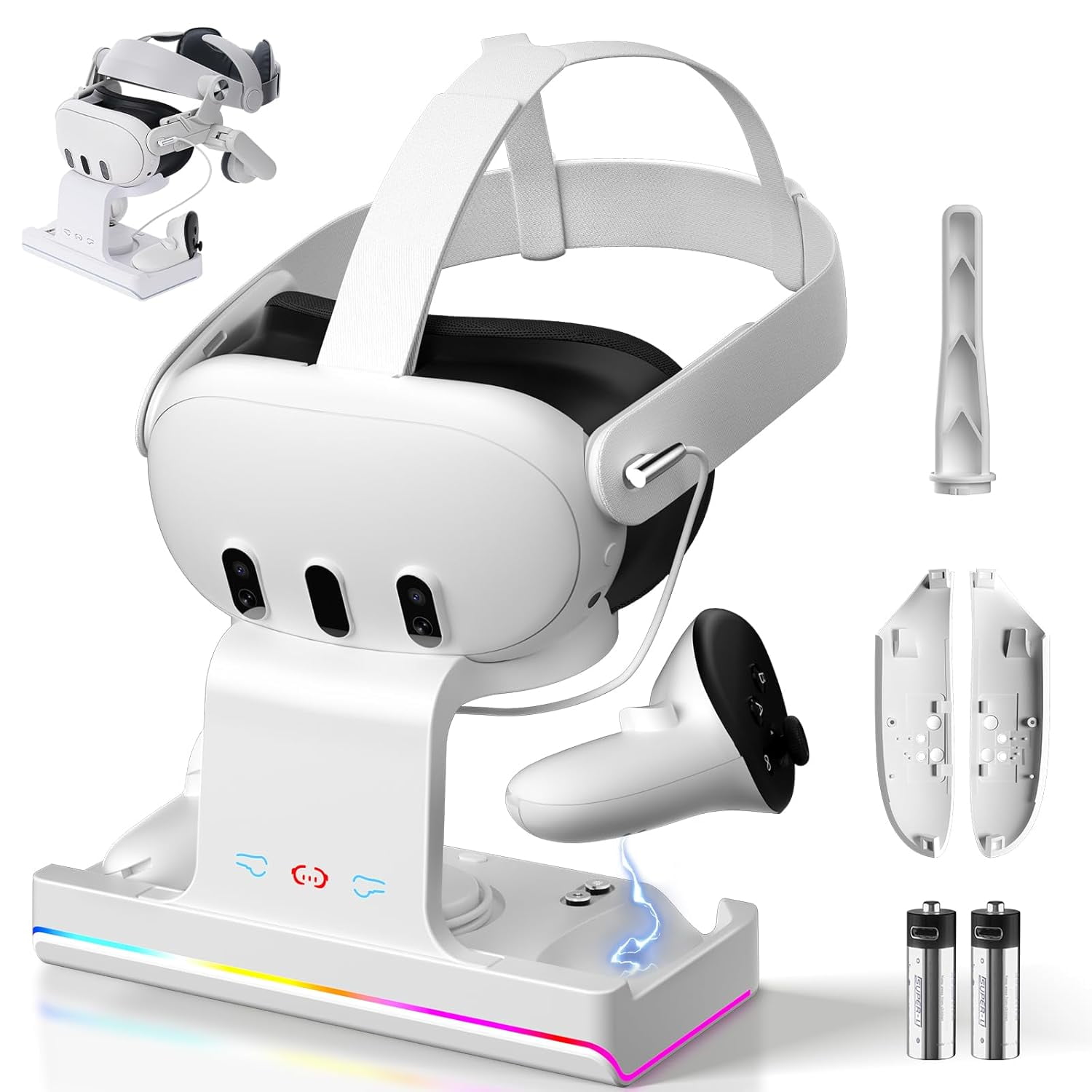 VR Headset Charging Station Compatible with Meta Quest 3, USB-C Fast ...