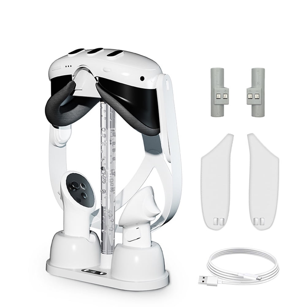 VR Headset Display Stand With RGB Lighting Charging Cable Compatible ...