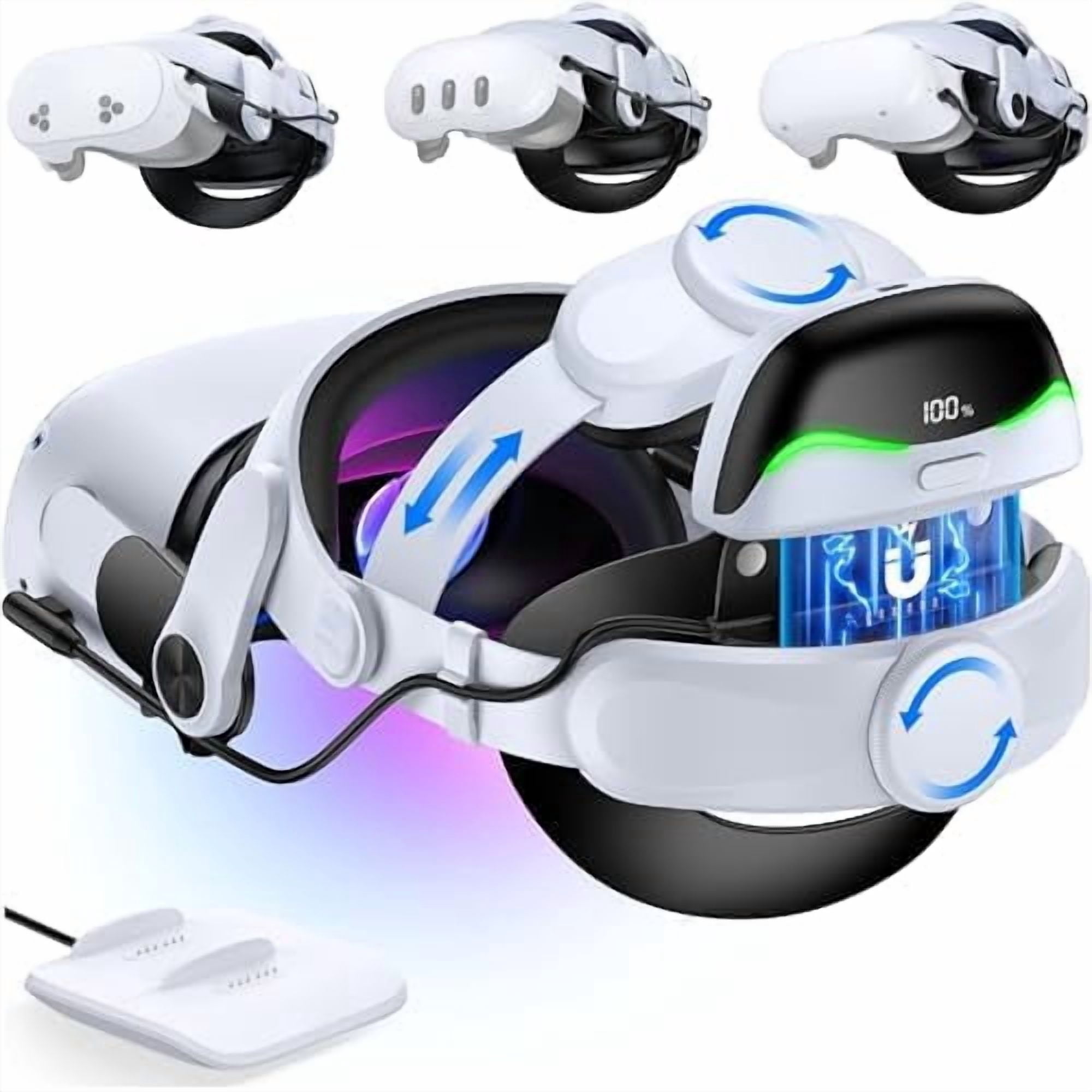 VR Headset Strap for Meta Quest 3S/3/2, 6700mAh Hot-Swap Batery and ...