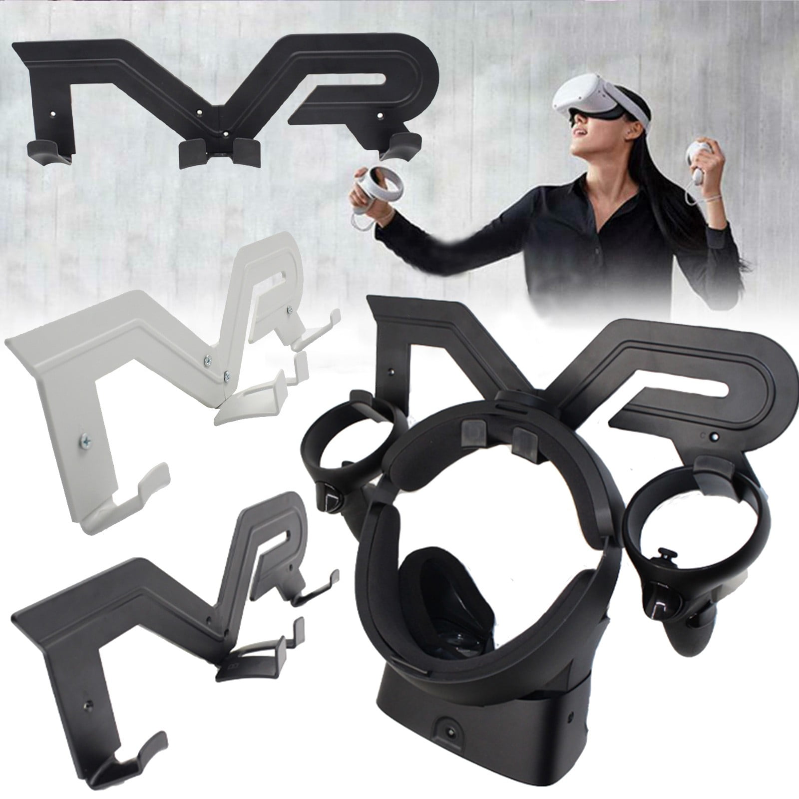 VR Headset Wall Mount Hook, Dual-Sided Storage Stand, Adjustable Grip ...