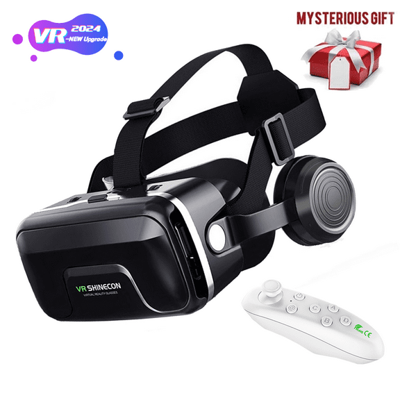 VR Headset with Bluetooth Game Controller for iOS Android, HD Lens ...