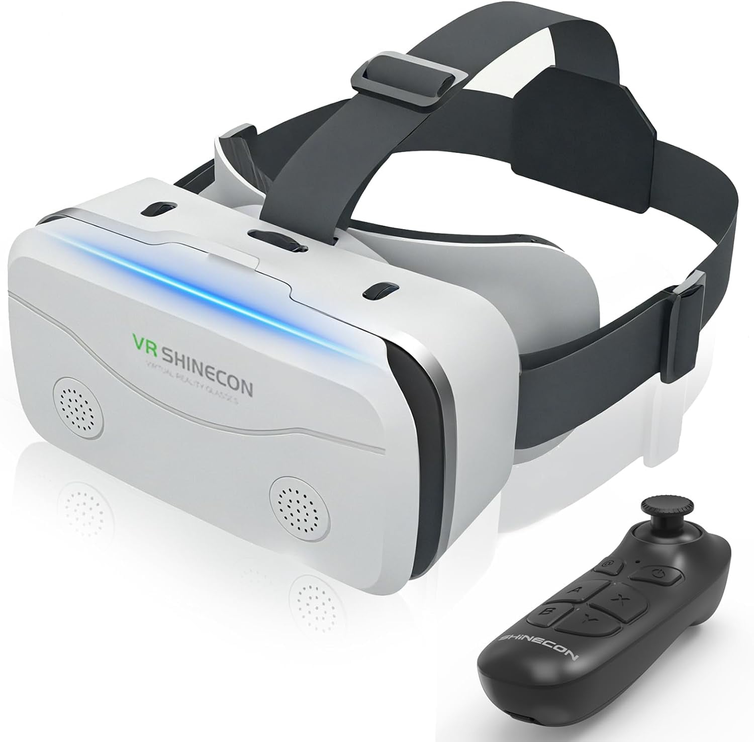VR Headset with Bluetooth Game Controller for iOS Android, HD Lens ...