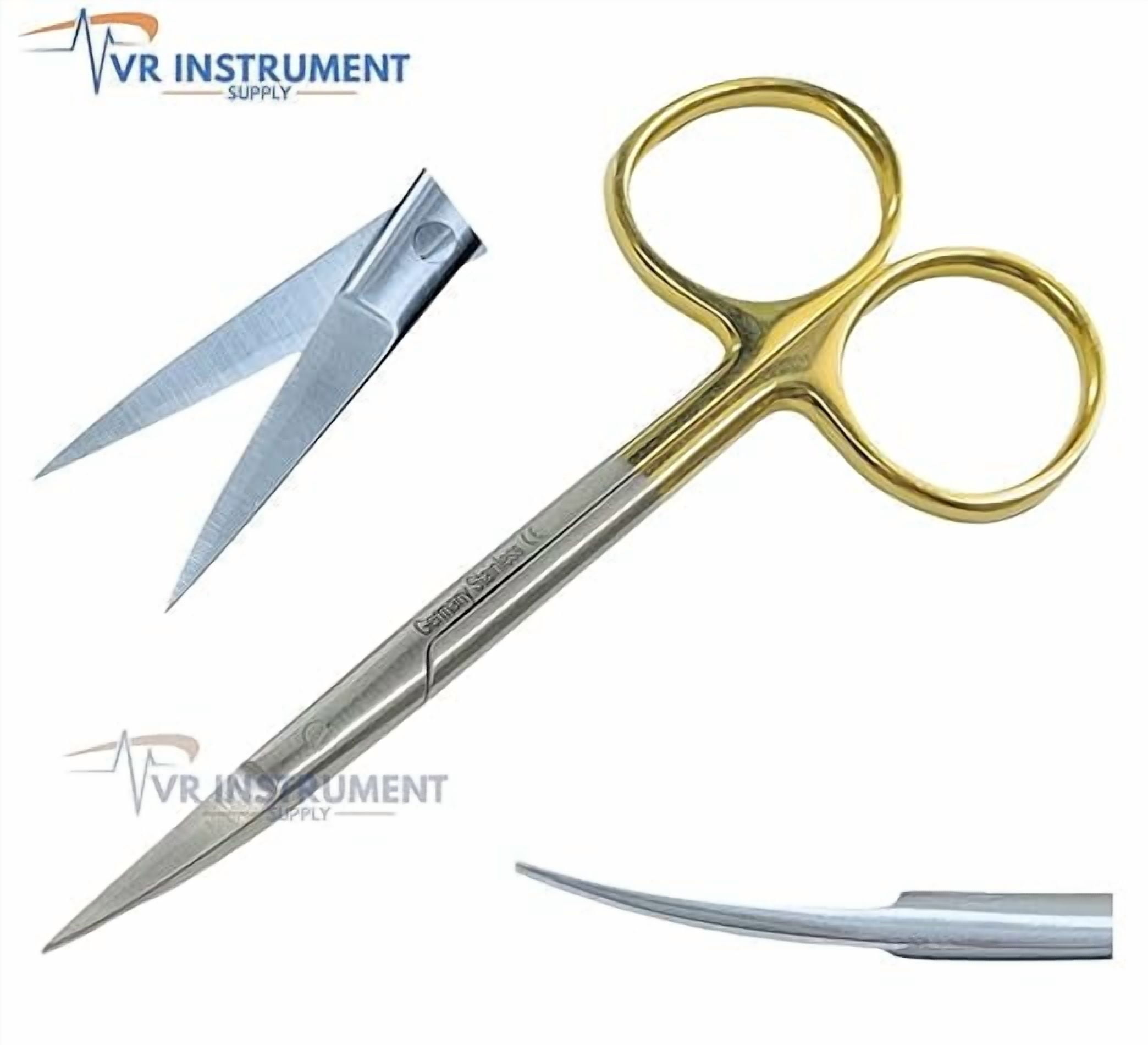 VR Instrument Supply Iris T/C Scissors Curved 4.5 inch Sharp/Sharp with ...