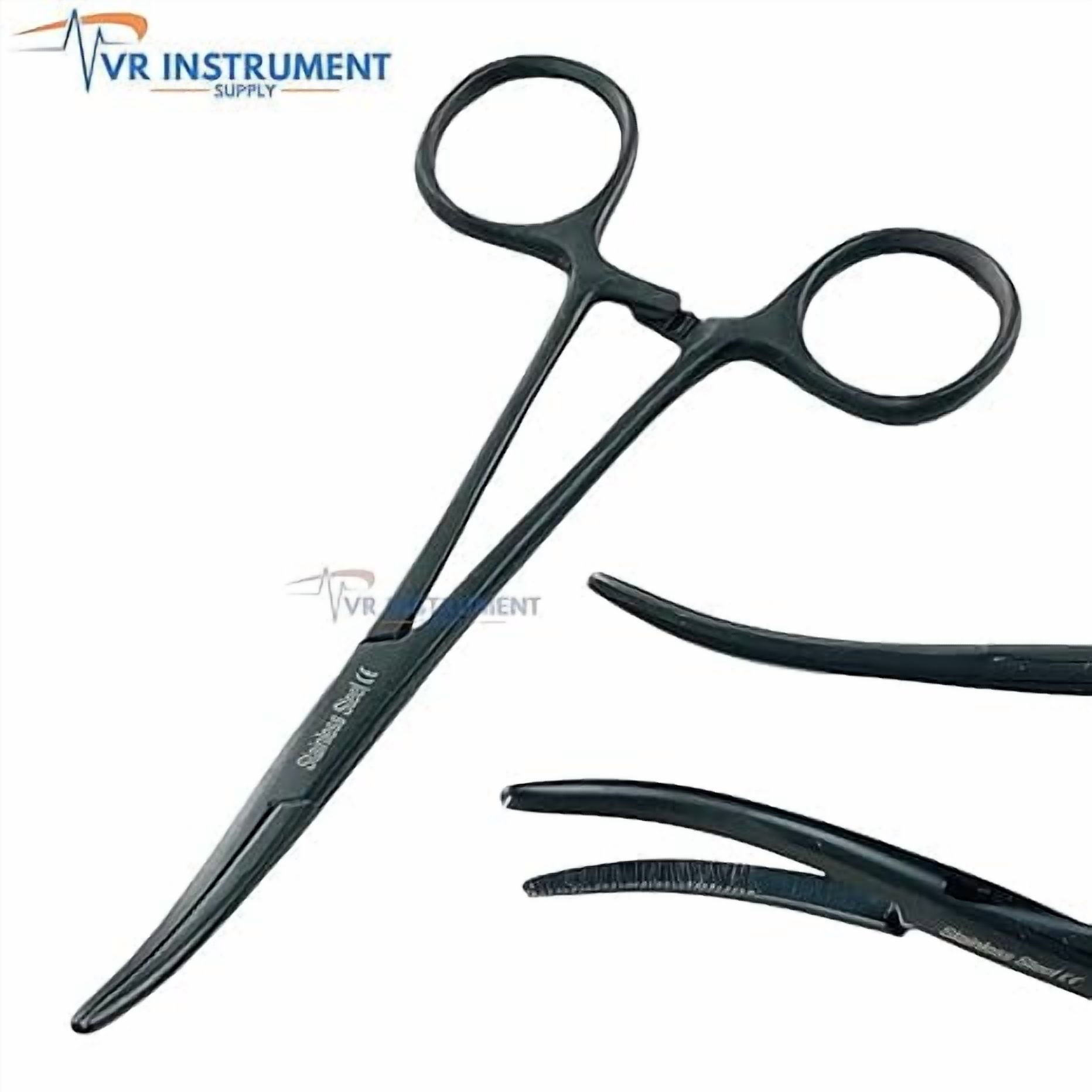 VR Instrument Supply Kelly Forceps Curved 5.5" Locking Clamps All Black ...