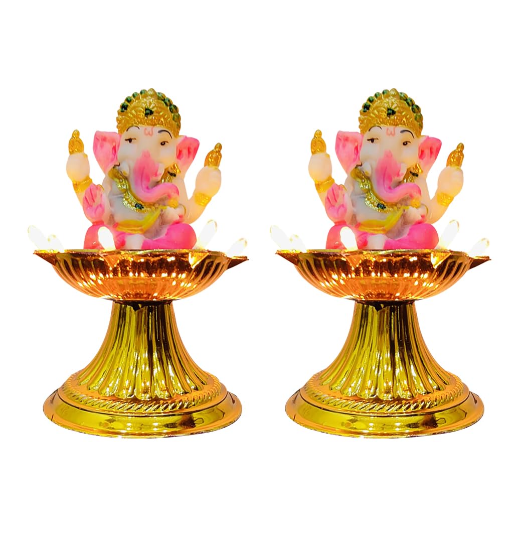 VRCT Premium 1 Layer Electric Gold LED Bulb Lights with Ganesh ji Diya ...