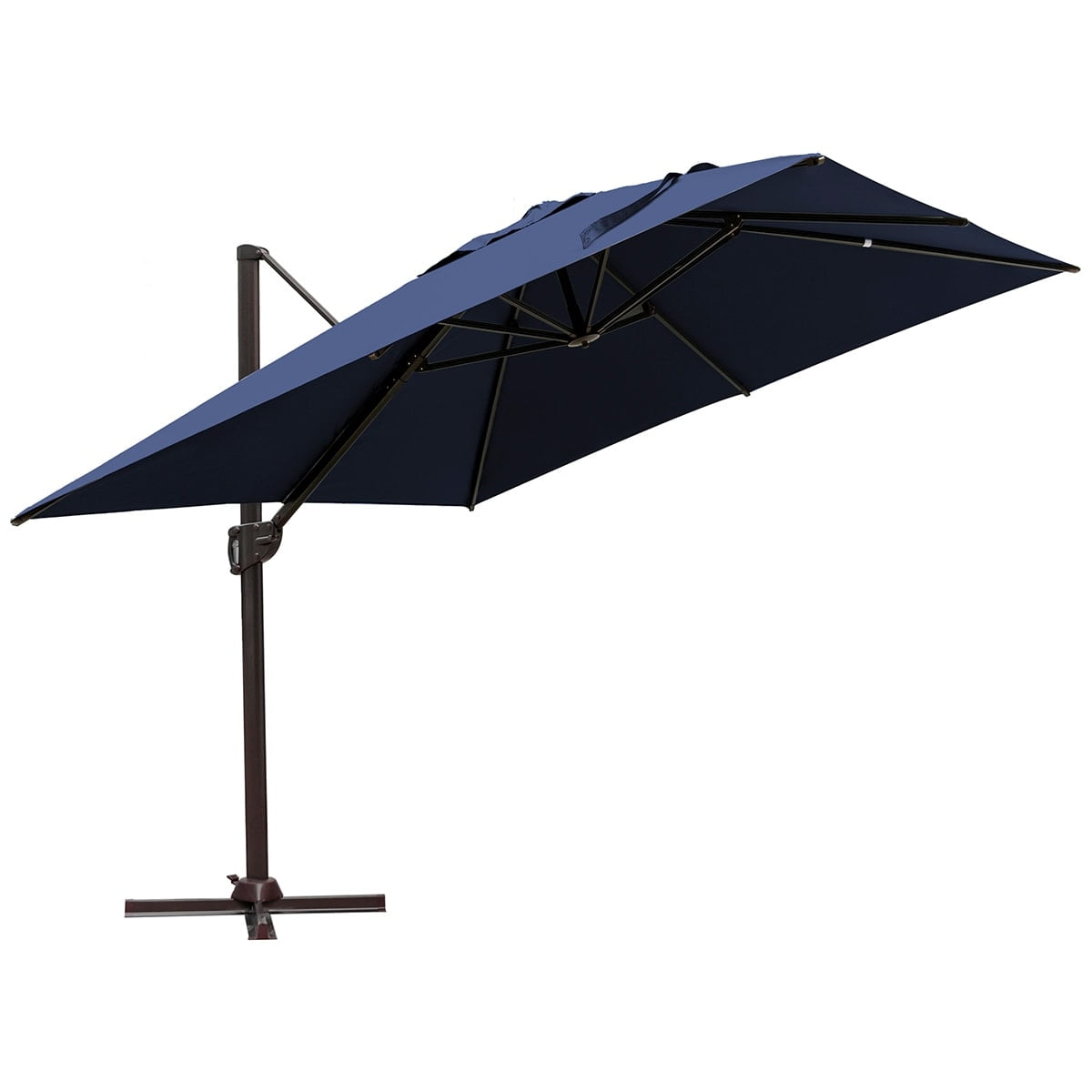 VREDHOM 10 Ft Square Cantilever Patio Umbrella with Cross Stand Navy ...