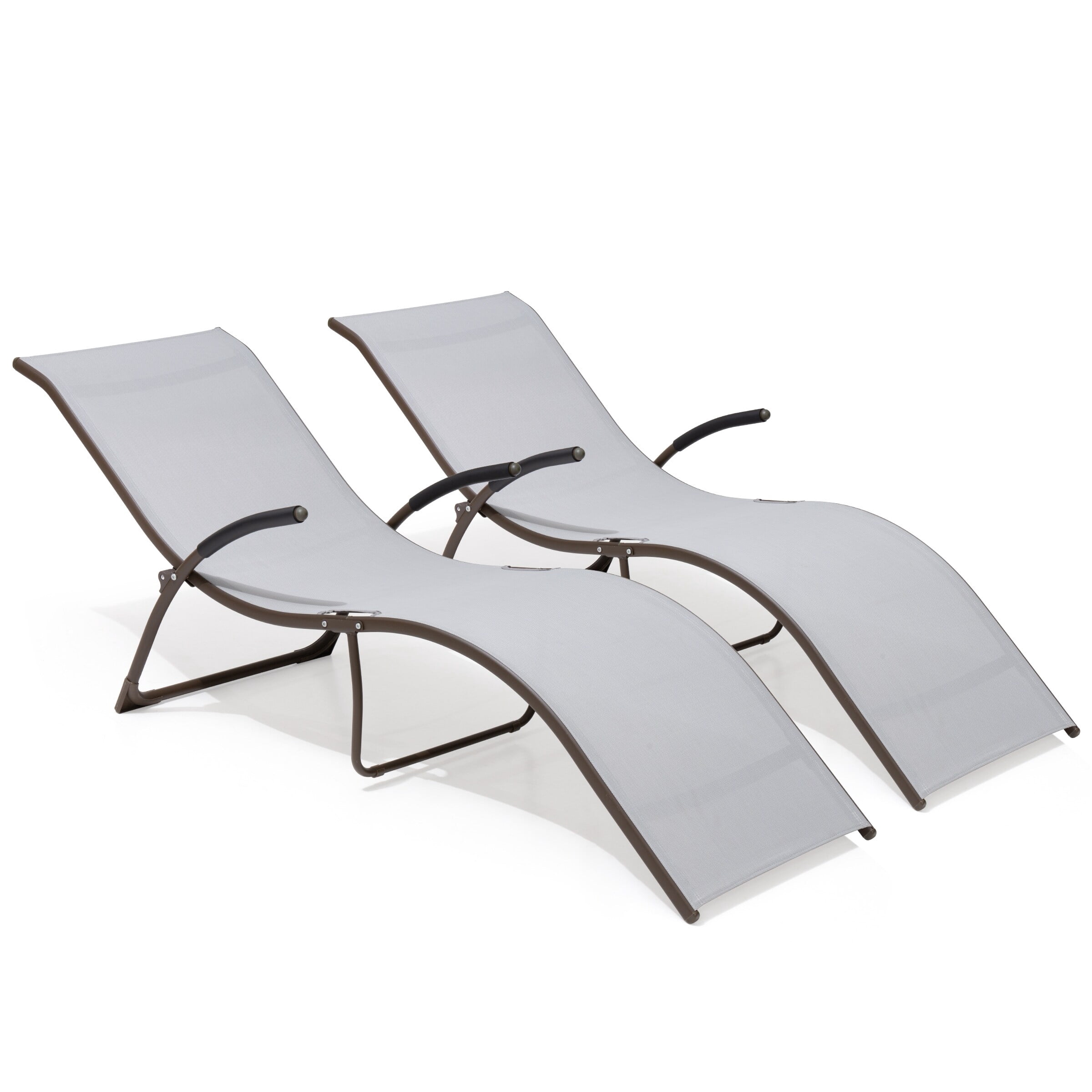 VREDHOM Outdoor Folding Chaise Lounge Chairs (Set of 2) Light Grey ...