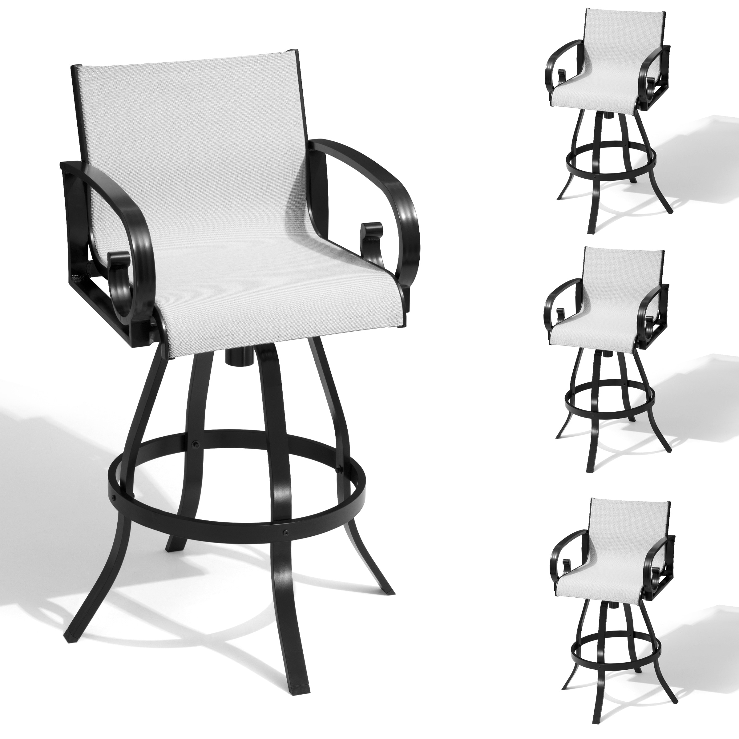 VREDHOM Outdoor Patio Bar Stools Swivel Bar Chair Sunbrella Textilene ...