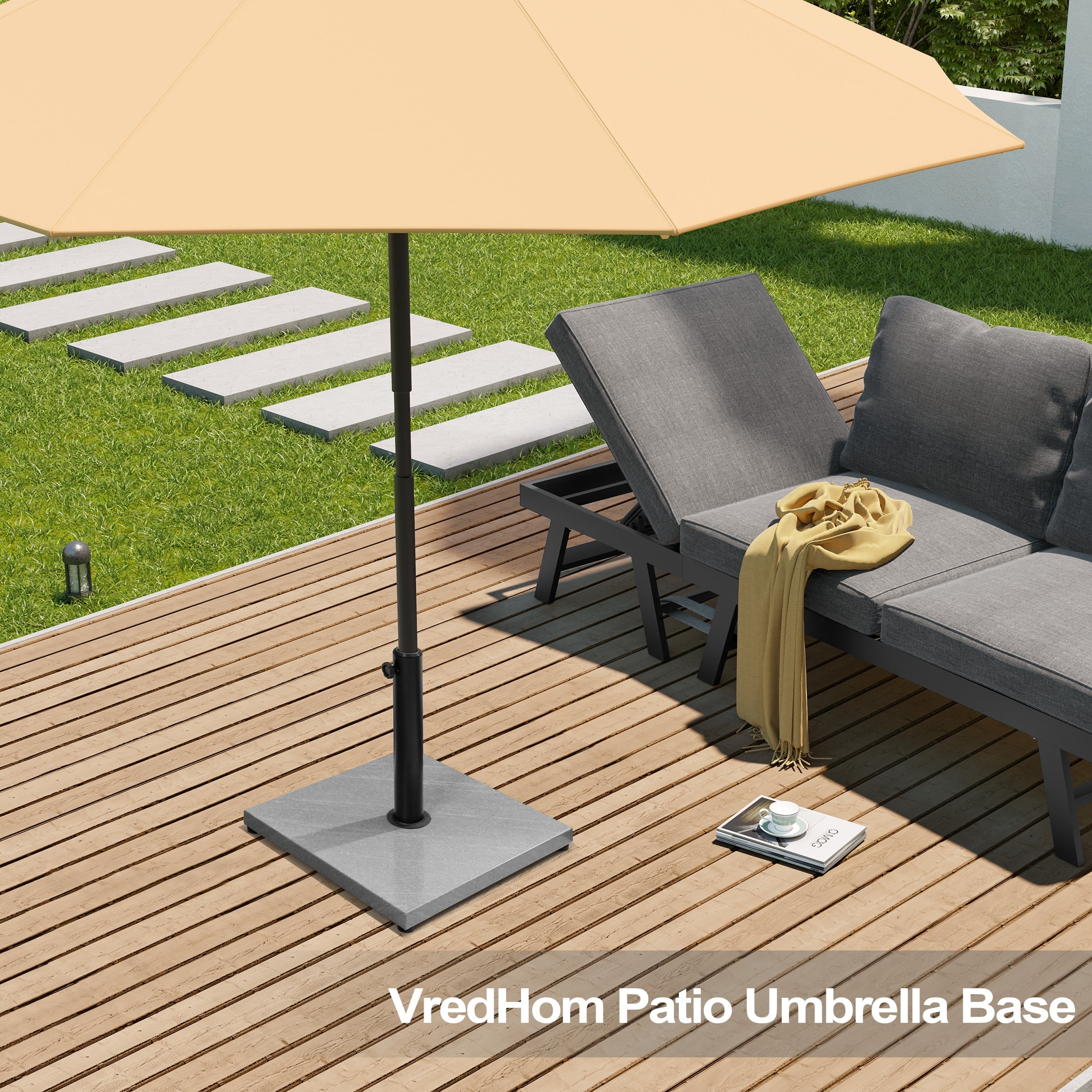 VREDHOM Outdoor Patio Market Umbrella Square Base Stand Marble-Dark ...