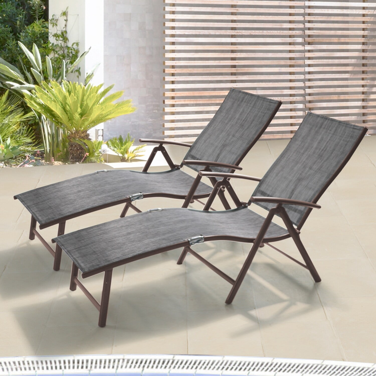 VREDHOM Outdoor Portable Folding Chaise Lounge Chairs (Set of 2) - 70 ...