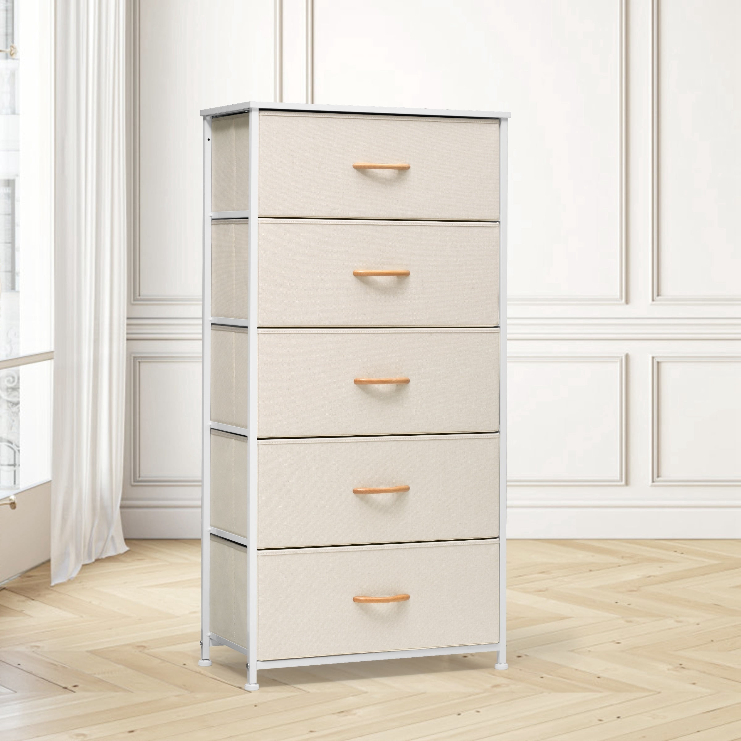 VREDHOM Vertical 5 Drawers Storage Tower Beige - 5-drawer - Walmart.com