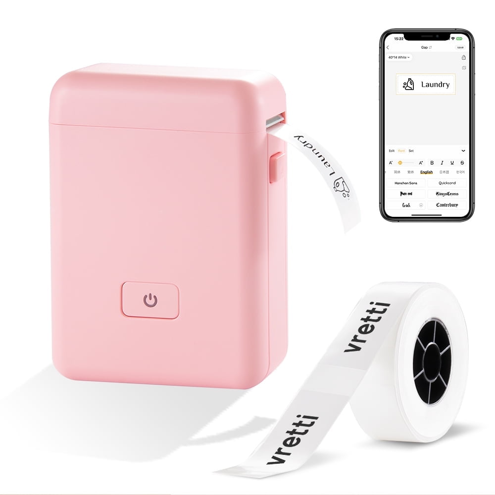 VRETTI HP2 Portable Bluetooth Label Maker, Thermal Print, Barcode, Pink - Walmart.com