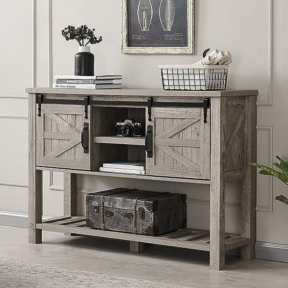 VRQNDHT Console Table with Sliding Barn Doors 46" Farmhouse Entryway ...