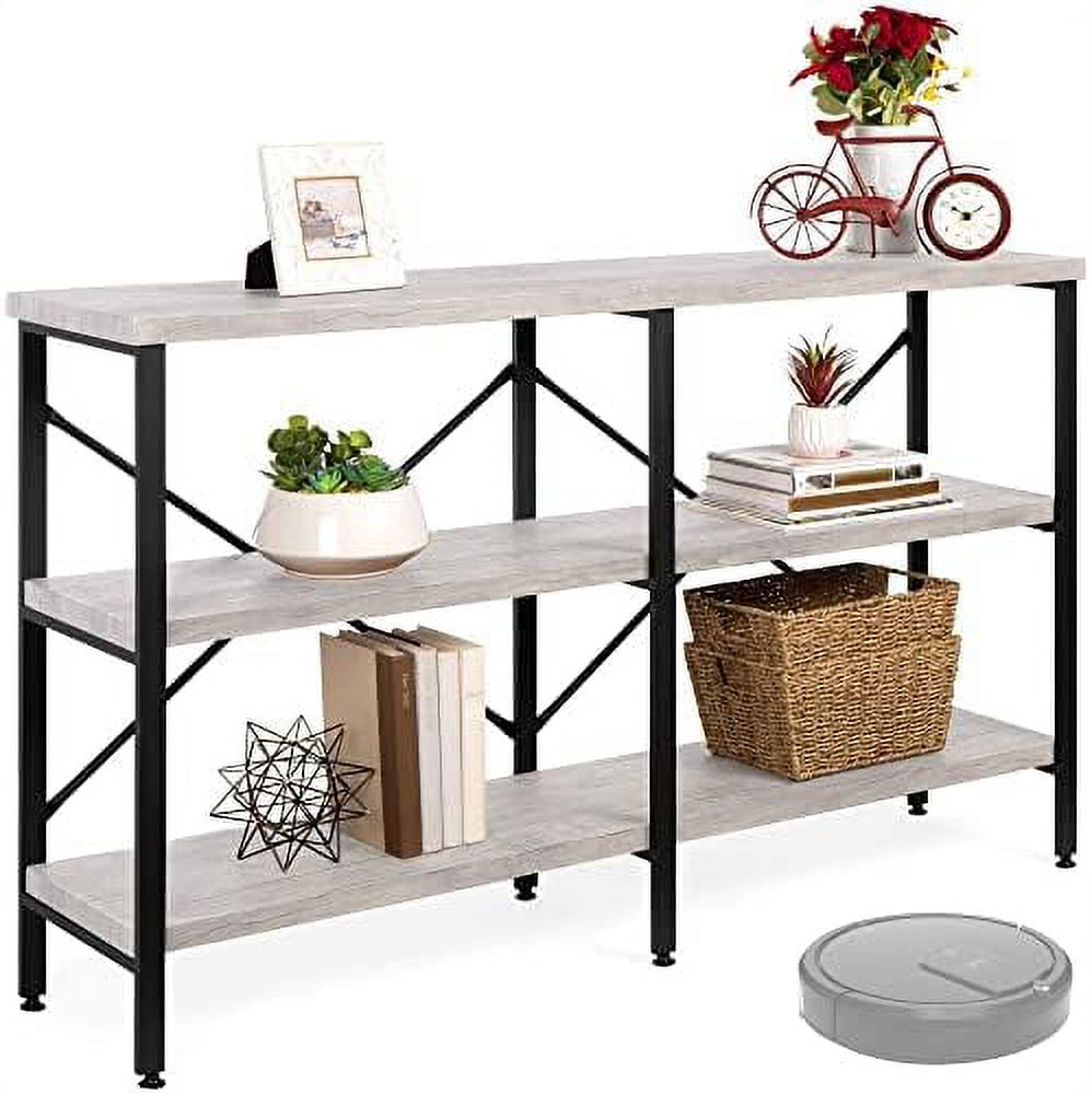 VRQNDHT Large Console Table 3-Tier 55in Rustic Industrial Sofa Table ...
