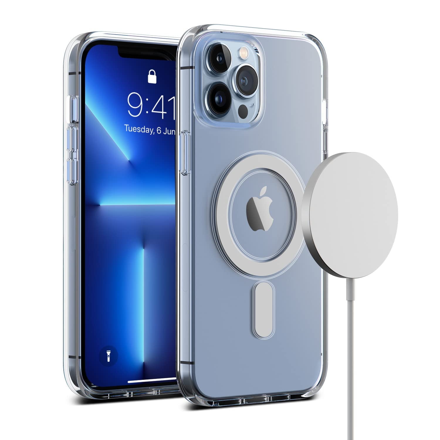 VRS Design Magnetic Phone Case for iPhone 13 Pro, [Crystal Mix] Slim & Clear Magsafe Lightweight ...