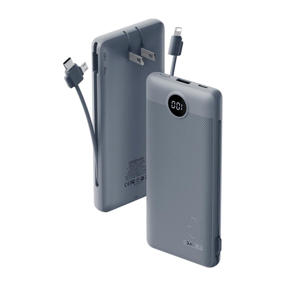 VRURC Portable Charger Built-in Cables and AC Wall Plug, USB C Power ...