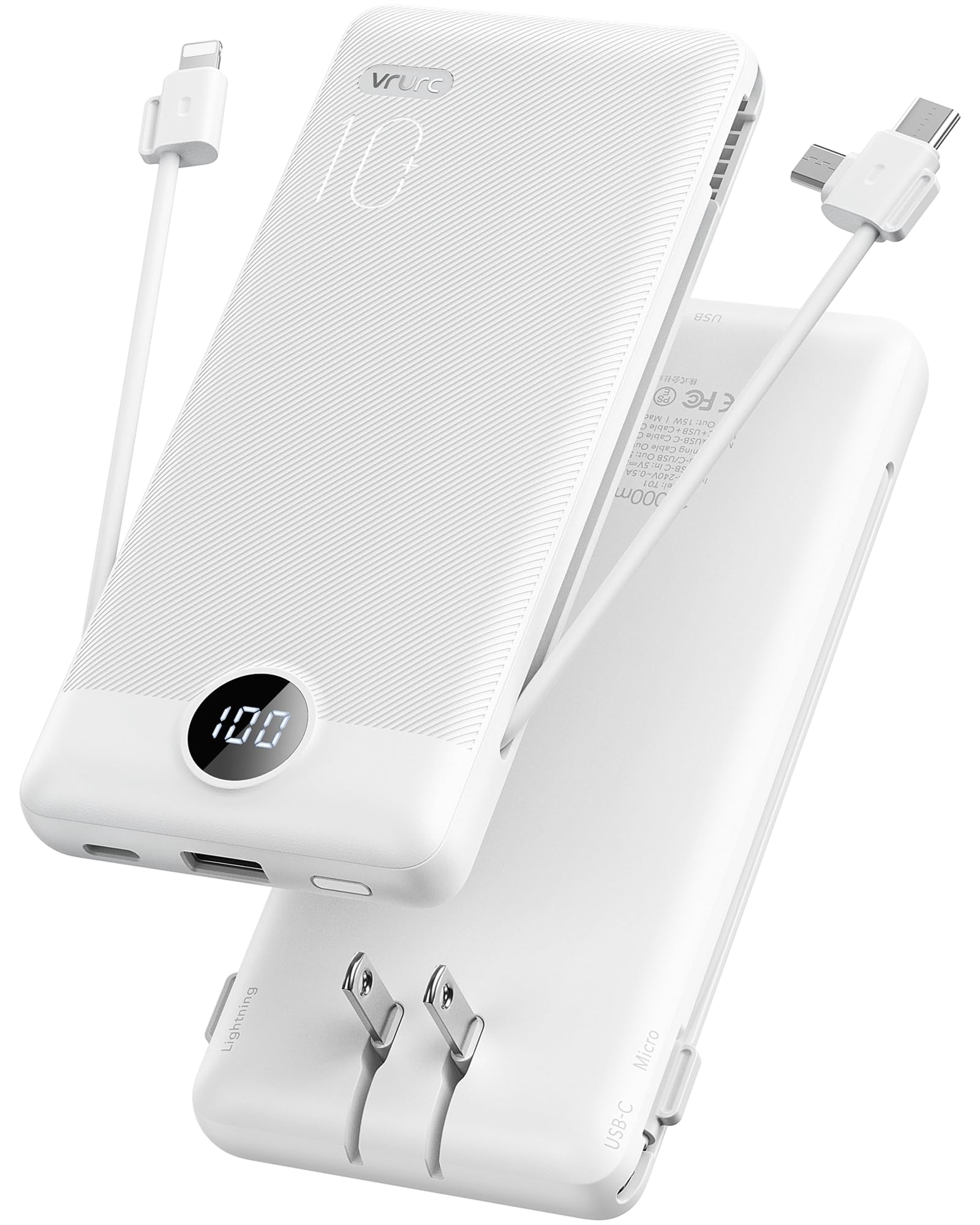 VRURC Portable Charger with Cables and Wall Plug | Power Bank with ...