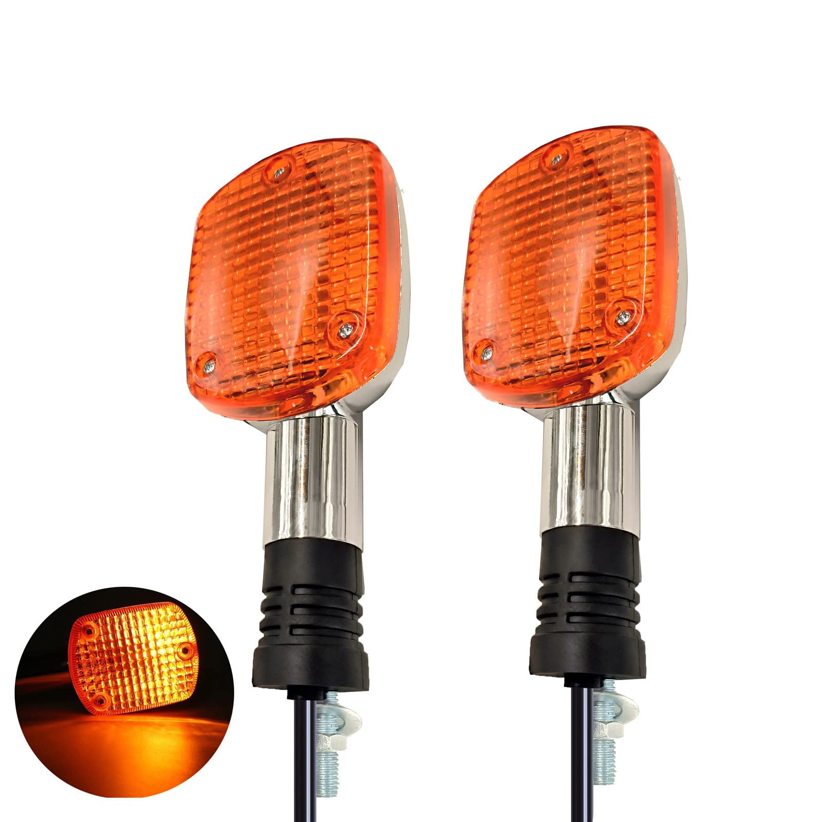 VRWEARE 2Pcs Motorcycle Turn CM31 Signals Chrome Front Lights 12V Compatible with Honda Shadow ...