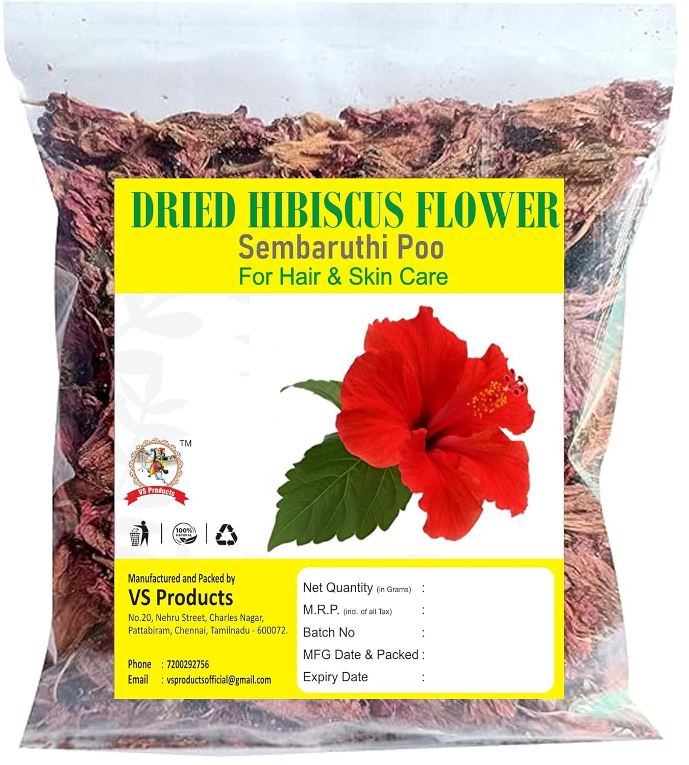 VS Products Dry Hibiscus Flower 900g Gudhal Ka Phool Sembaruthi Poo ...