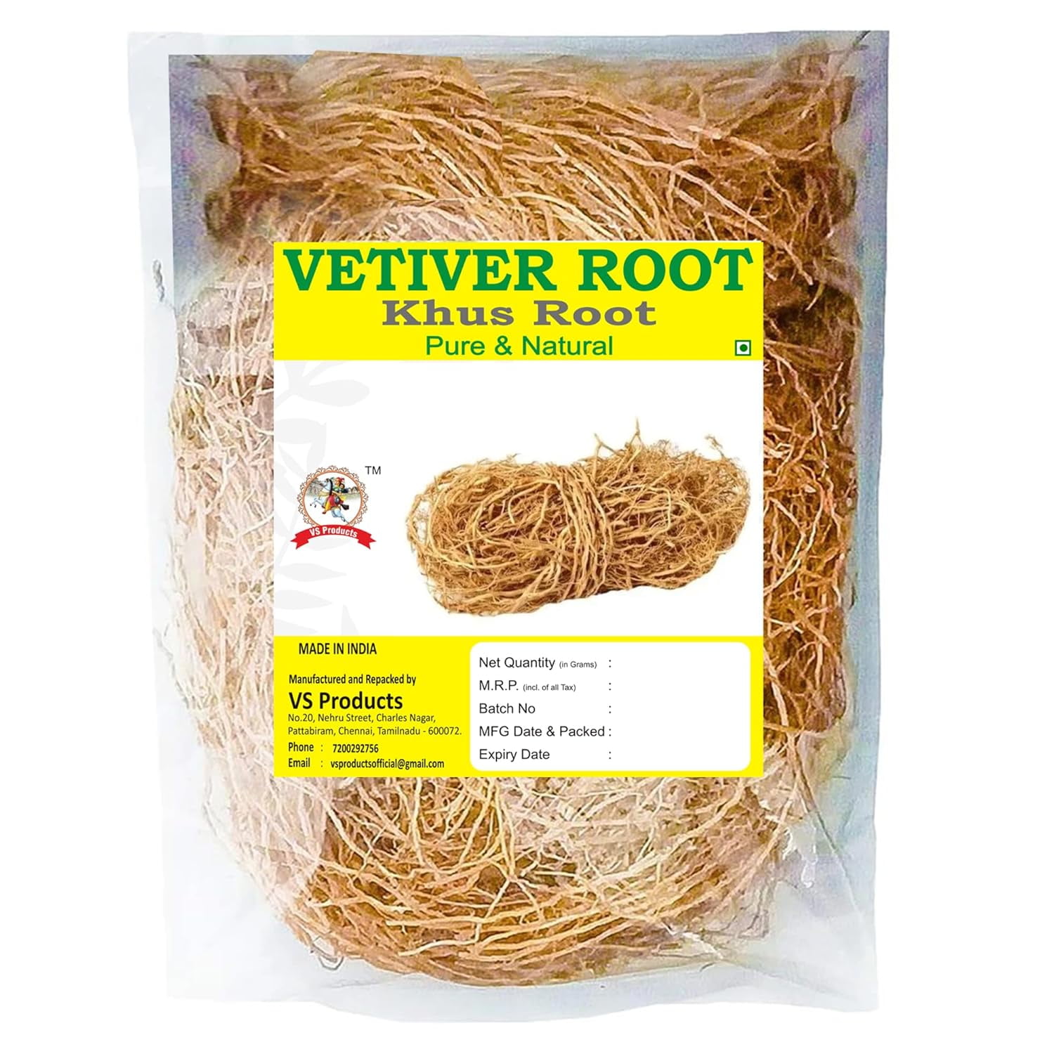 VS Products Vetiver Root 150g Khus Root Vetiveria Zizanioides Vala Kas ...