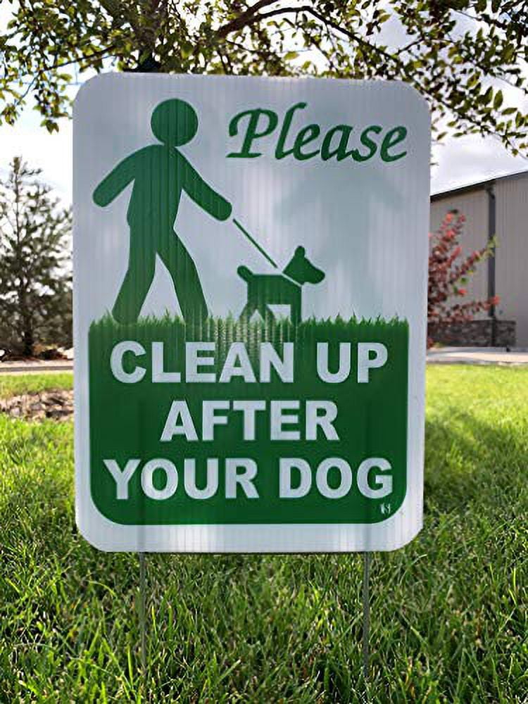 VSE | "Please Clean Up After Your Dog" | 8 Double Sided Lawn Signs with Metal H-Stakes | 9 x 12 ...