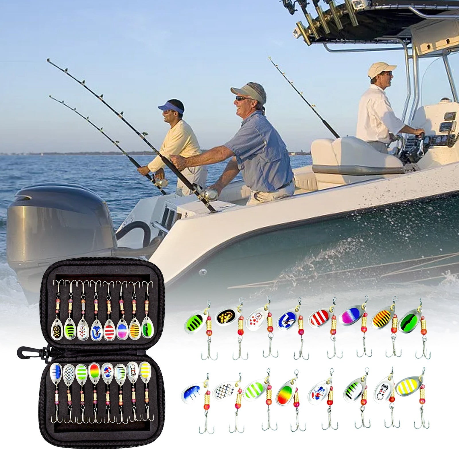 VSFAOV 16pcs Composite Rotating Sequin EVA Bag Set Plate Fishing Horse ...