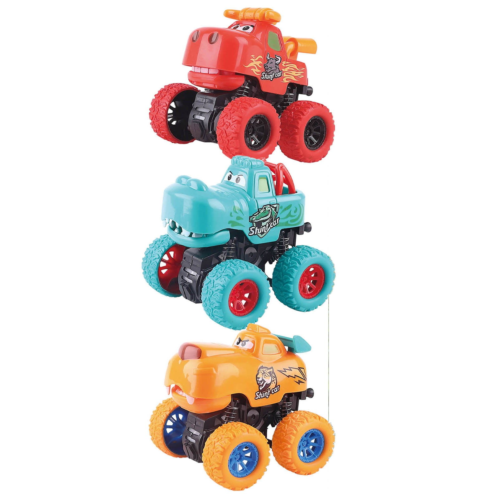 VSFAOV 3PC Monster Truck Toys - Friction Powered Toy Cars Push and Go ...