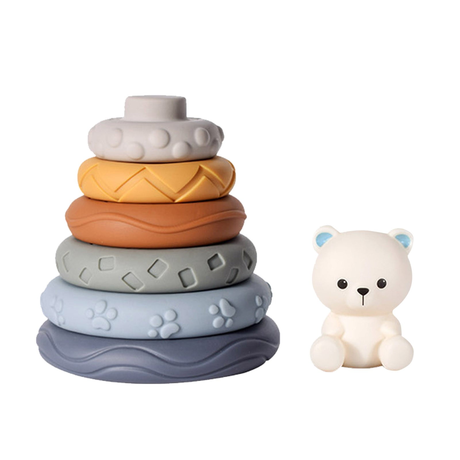 VSFAOV 7 PCS Stacking Nesting Circle Toy, Soft Squeeze Building Blocks ...