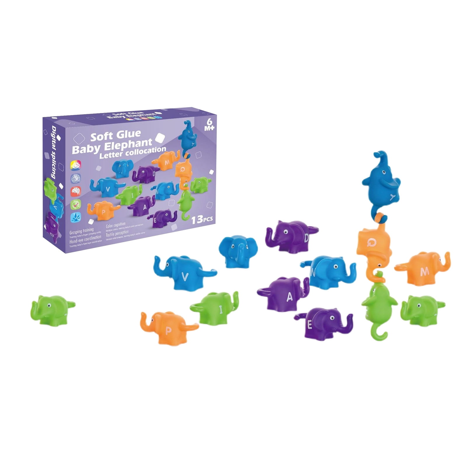 VSFAOV Baby Soft Glue Toy Numbers English Hook Toy Puzzle Building ...