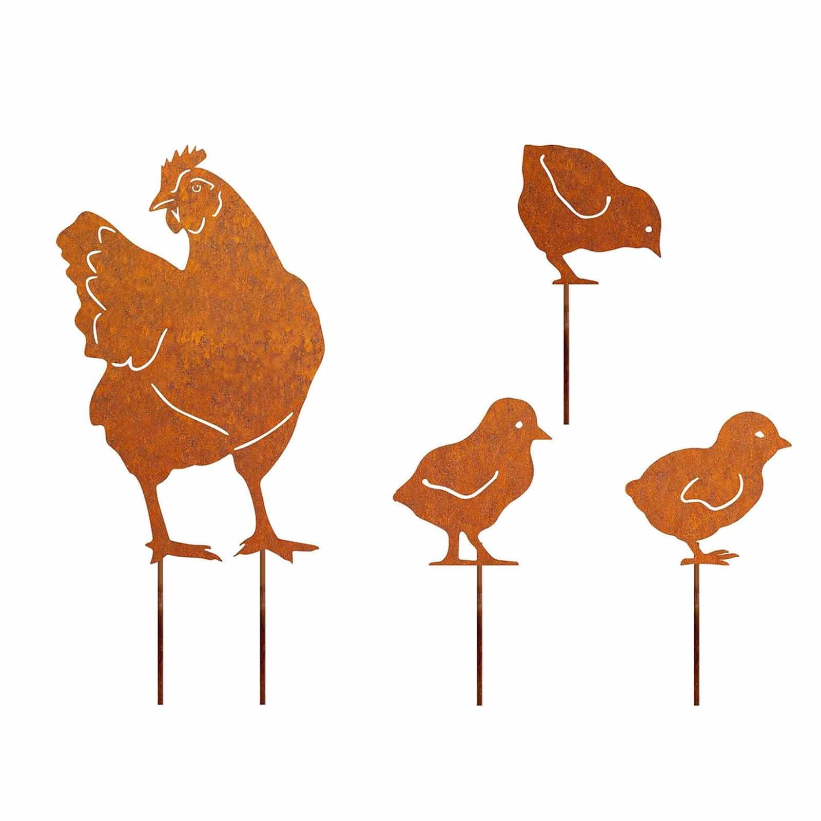 VSFAOV Chicken Garden Decorative Statues, Metal Hen and Chicks ...