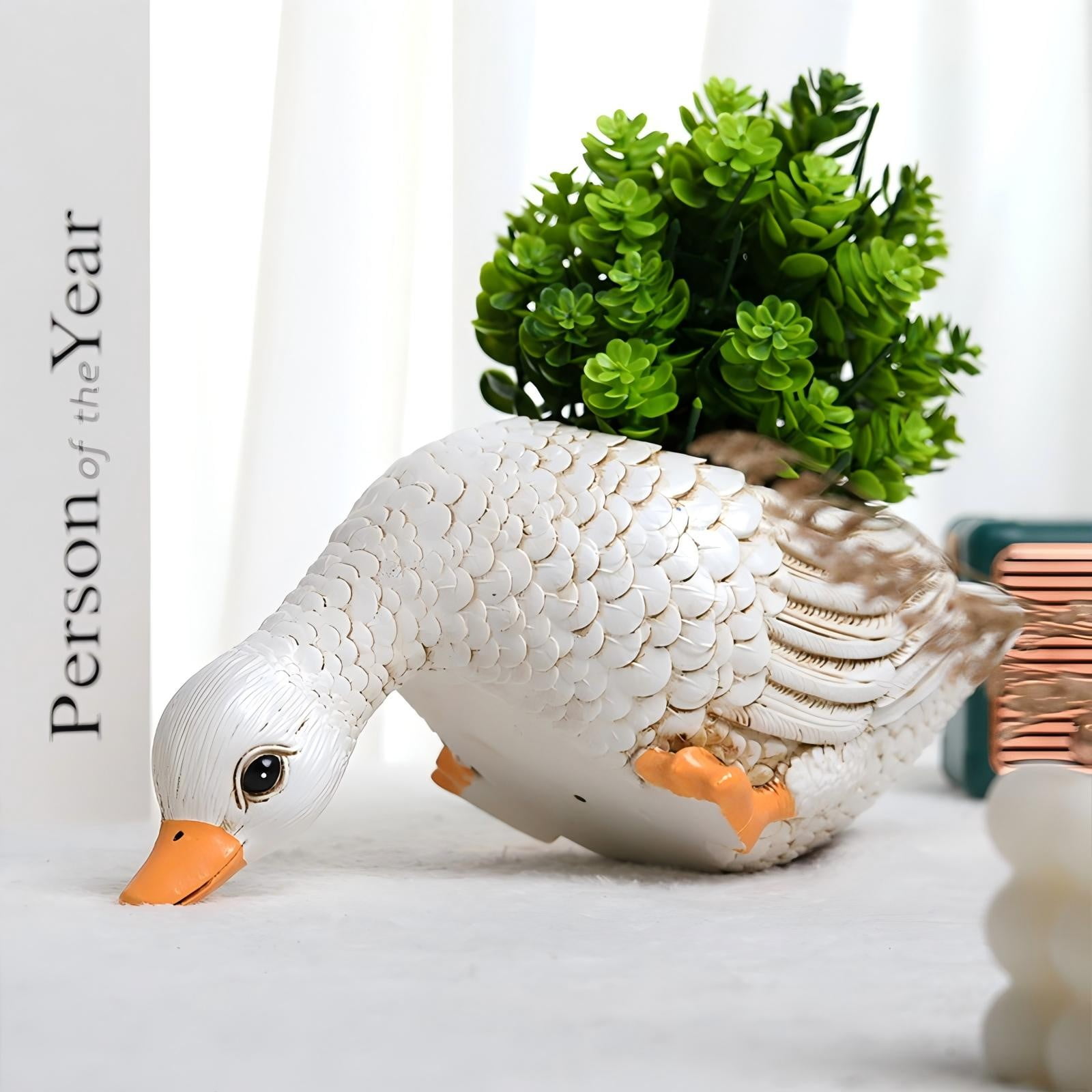 VSFAOV Chicken Planter Flower Pot, with Synthetic Resin & Metal Chicken ...