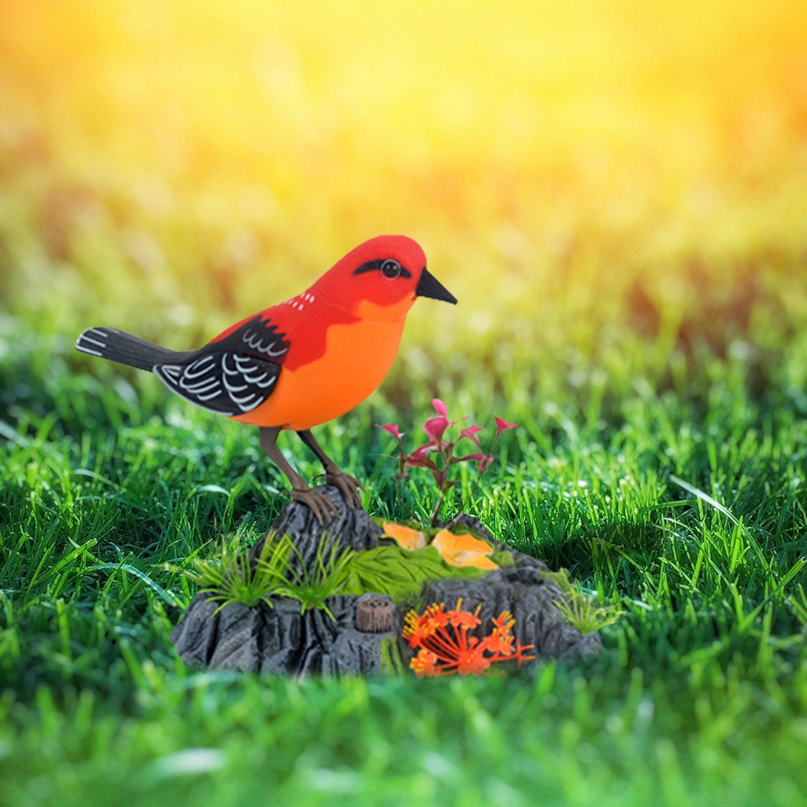 VSFAOV Cute Electronic Birds Toys Pets Realistic Move Chirp Electric Office Home Desk Decor ...