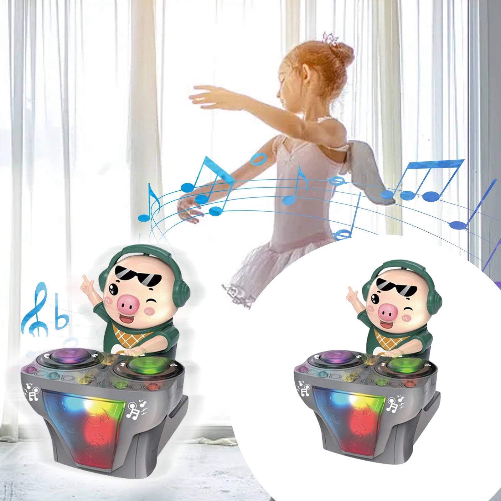 VSFAOV DJ DJing Pig Swing Bar Dazzling Light Dynamic Music Pig Children ...