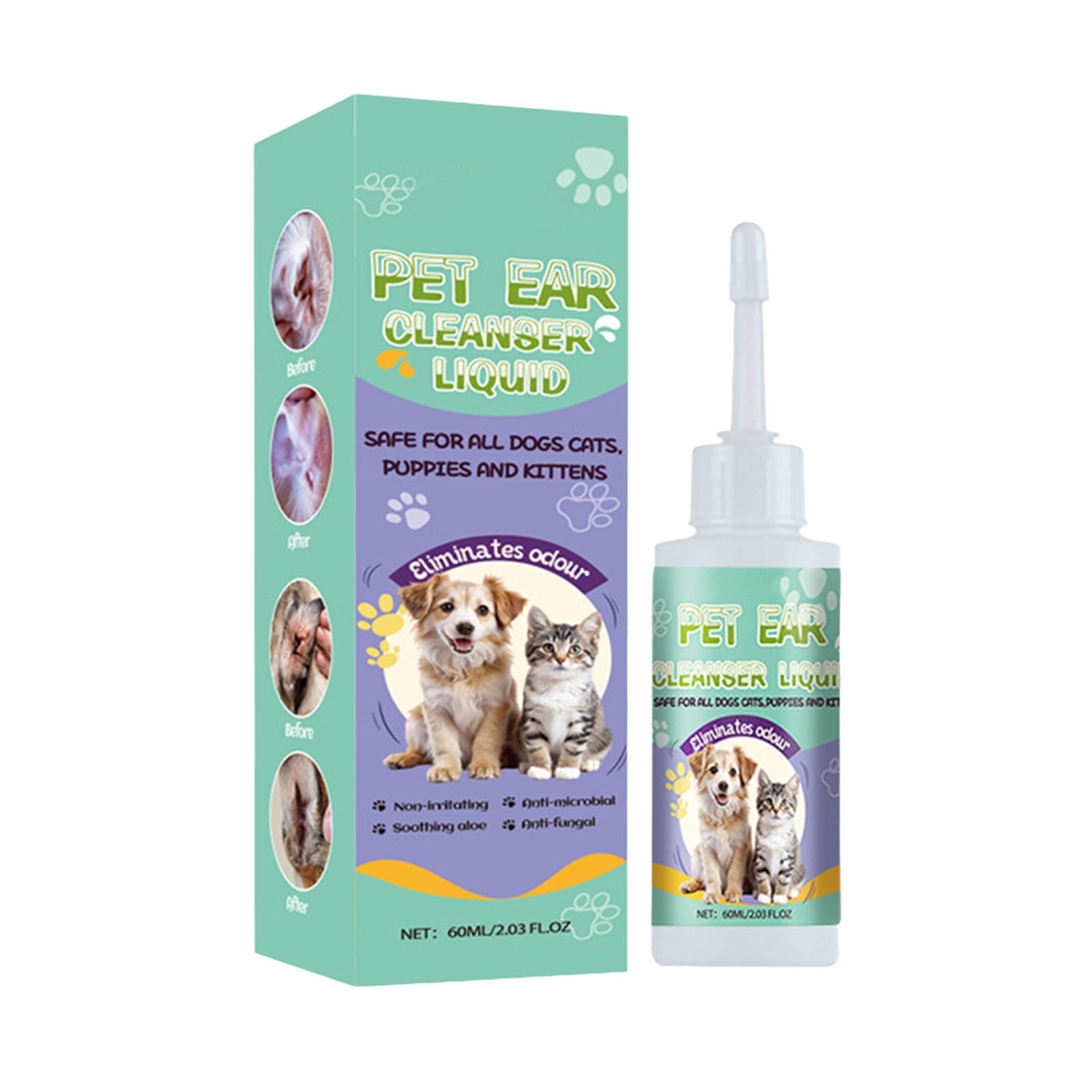 VSFAOV Dog & Cat Ear Cleaner Solution Gentle Ear Cleaner for Dogs ...